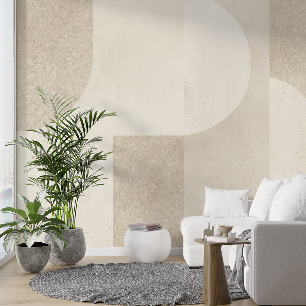 Papier peint art déco | Formes géométriques et nuances de beige ...