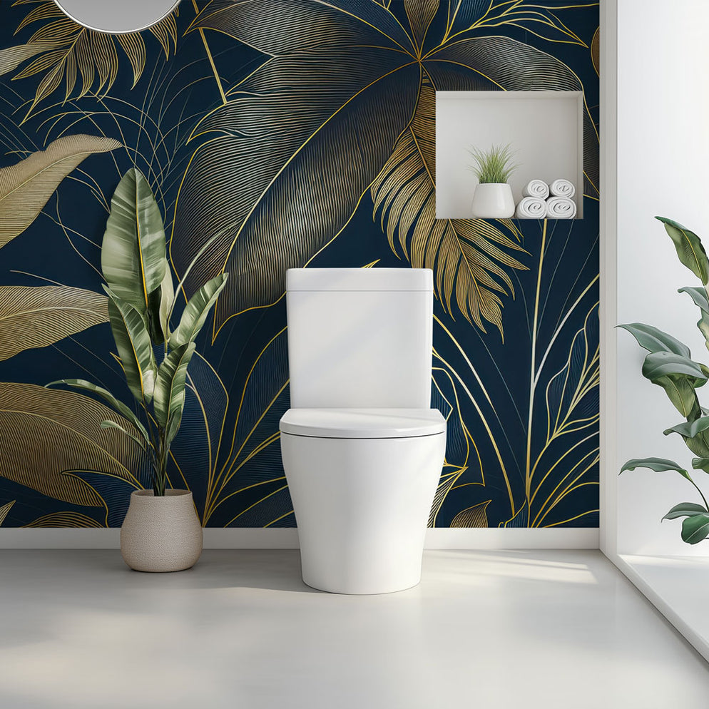 Papier Peint Bleu Nuit Or