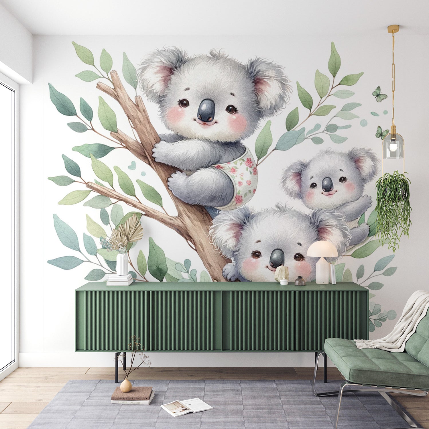 Papier peint koala bébé | Aquarelle de petit koala sur leur branche ...