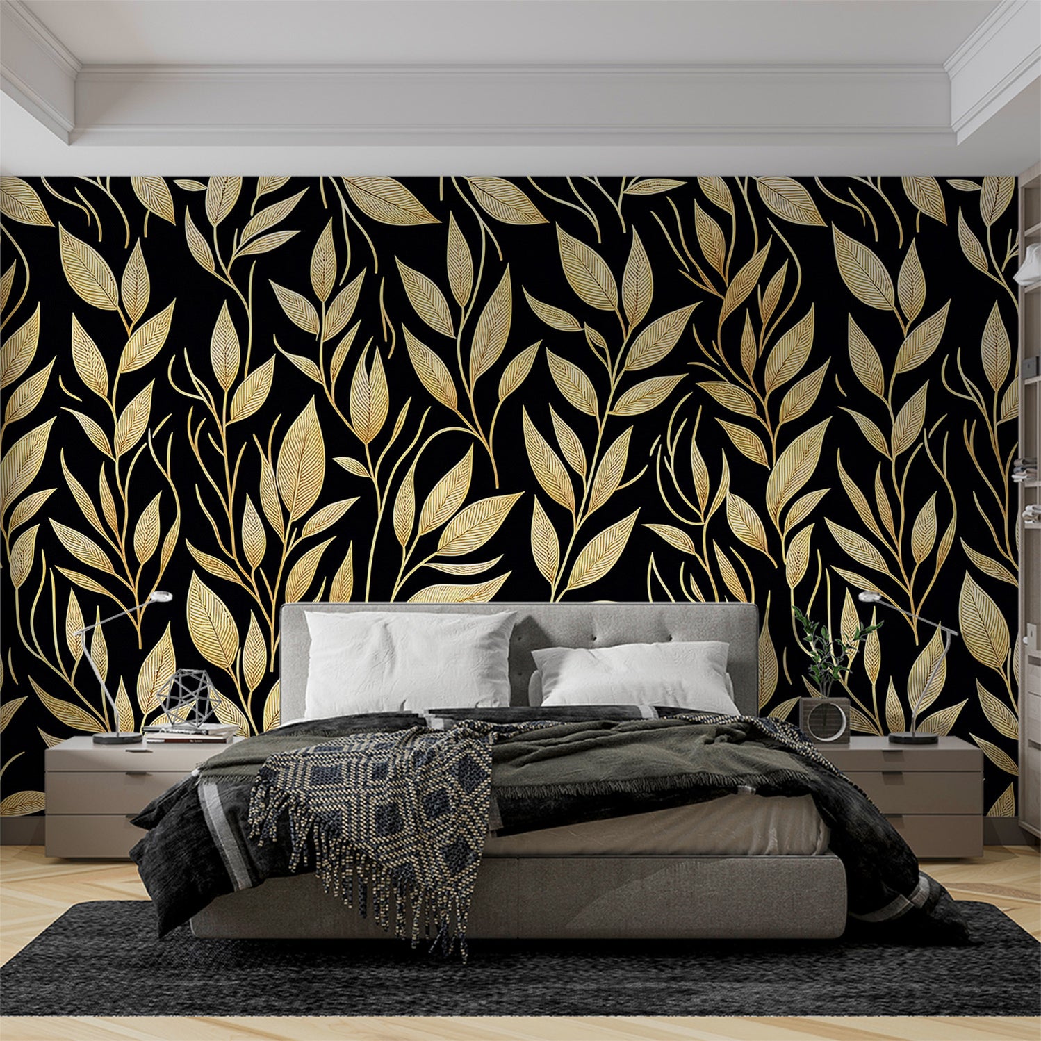 Papier Peint Noir Et Or 4 Murs