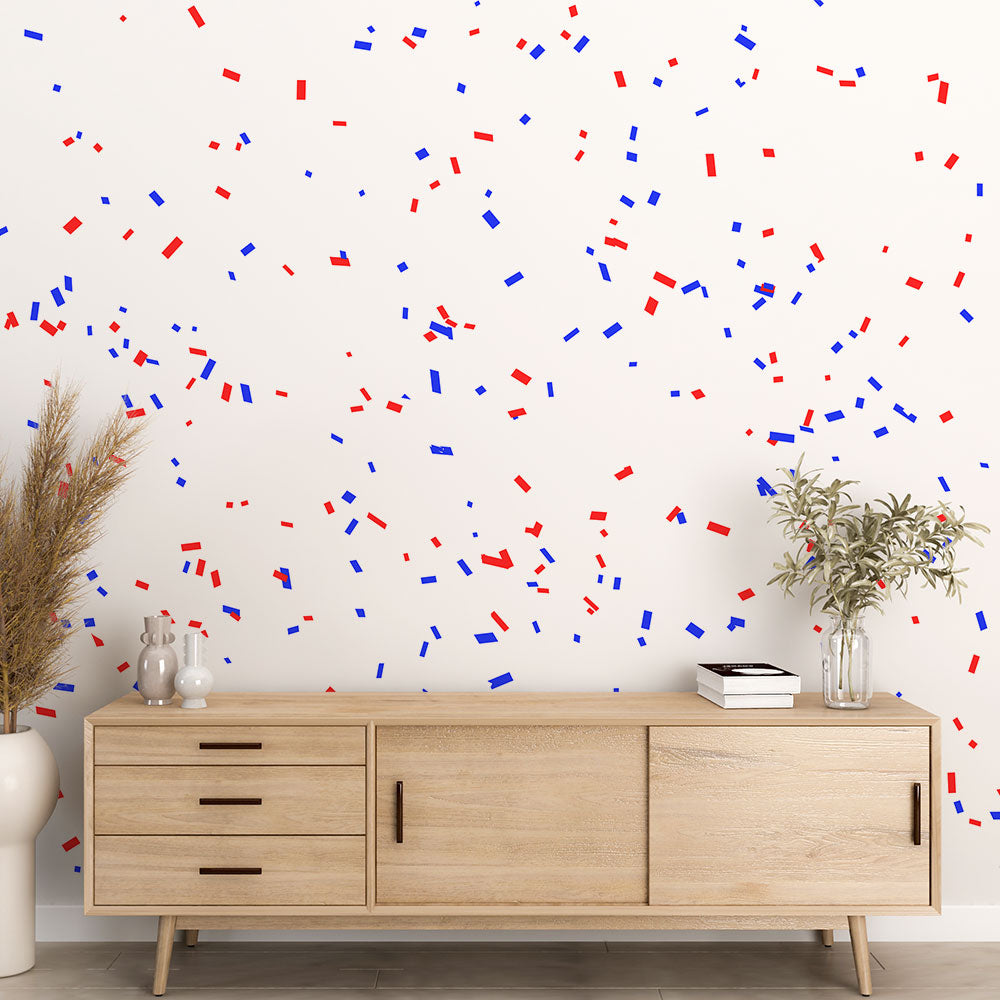 Papier peint confettis | Rouge et Bleu — LePapierPeint