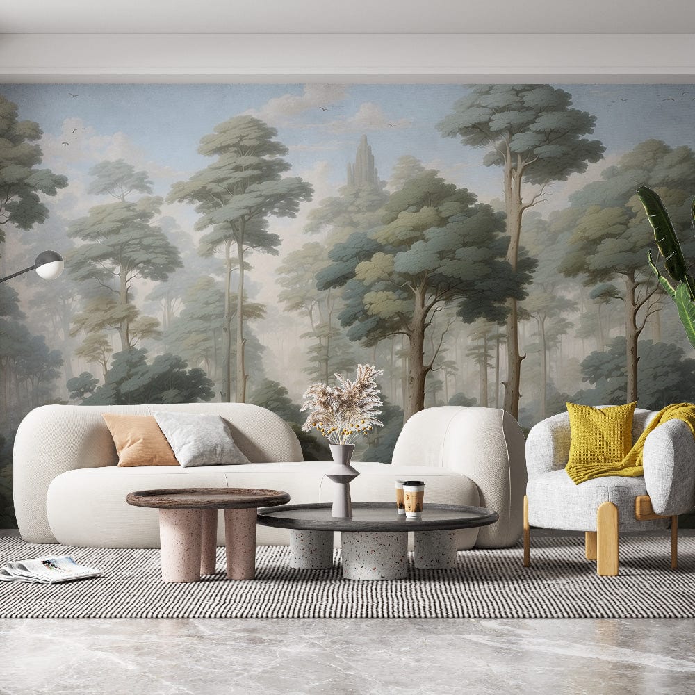Papier peint arbre | Forêt d'arbres feuillus et verdoyants – LePapierPeint