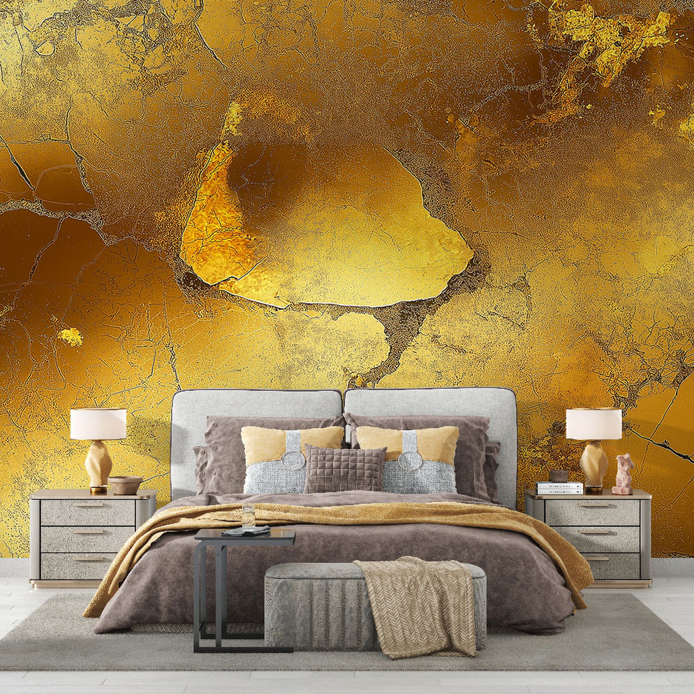Papier peint doré | Motif texturé aux éclats dorés et nuances bronze ...