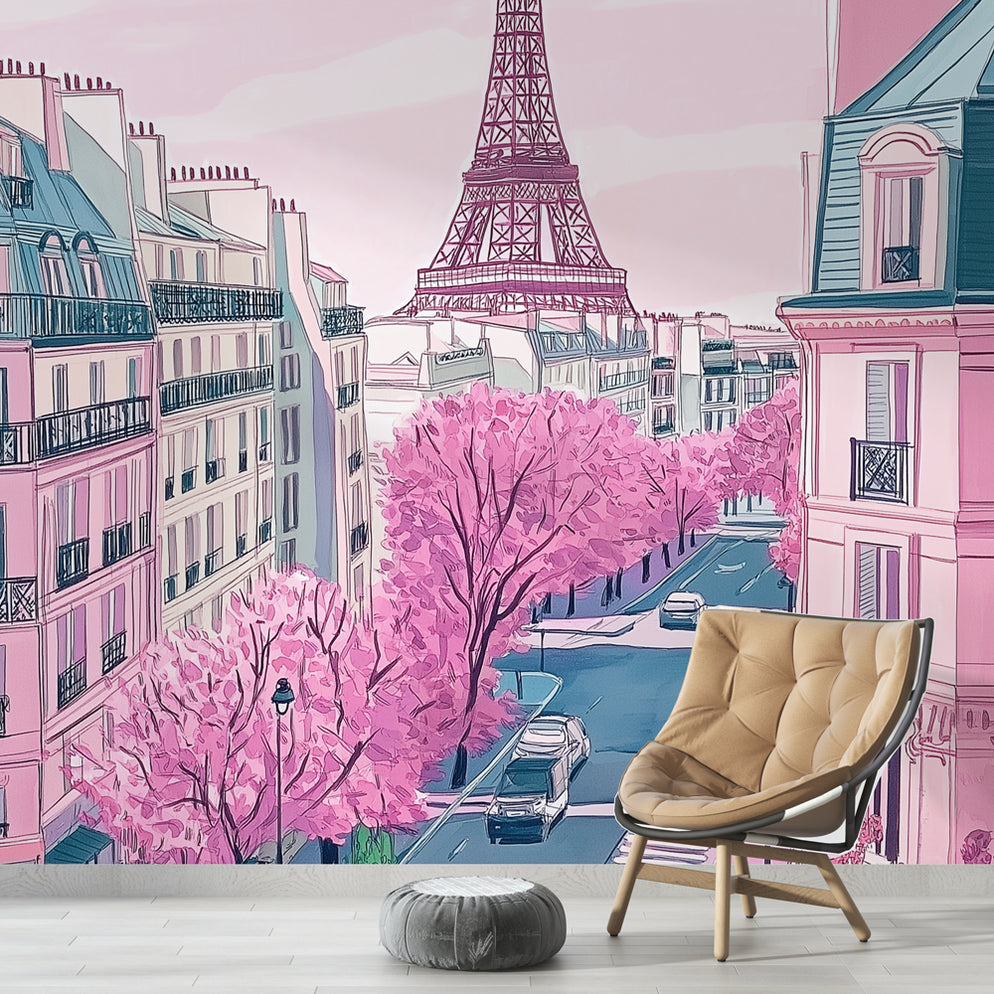 Papier peint Paris printanier | Vue romantique des rues parisiennes av ...