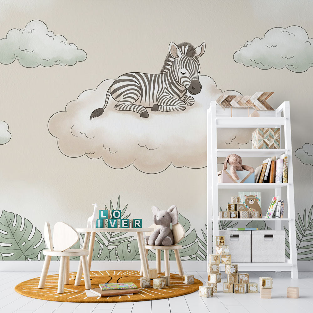 Papier peint zebra | Un zèbre paisible sur un nuage dans un ciel doux ...